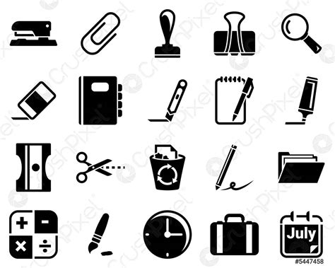 Set Of Simple Icons On A Theme Stationery Office Vector Stock Vector 5447458 Crushpixel