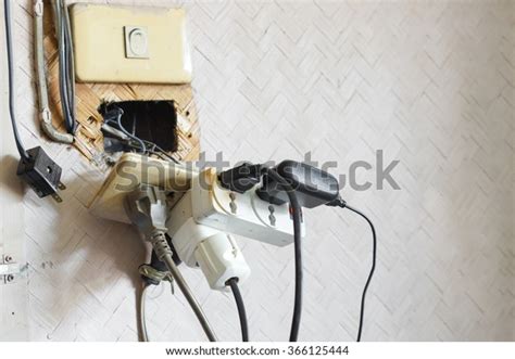 Many Plugs Socket Danger Using Much Stock Photo Edit Now 366125444