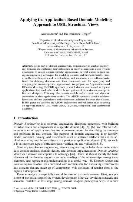 Pdf Applying The Application Based Domain Modeling Approach To Uml