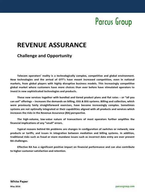 Telecom Revenue Assurance Pdf Business Computing