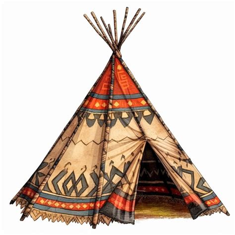 Premium Ai Image A Drawing Of A Teepee With A Native Design On It Generative Ai