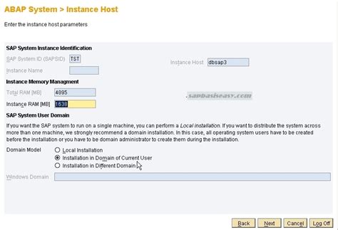 how to install sap database instance sap basis easy