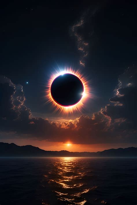 Eclipse Solar Sobre O Oceano à Noite Unique Eclipse Images Solar