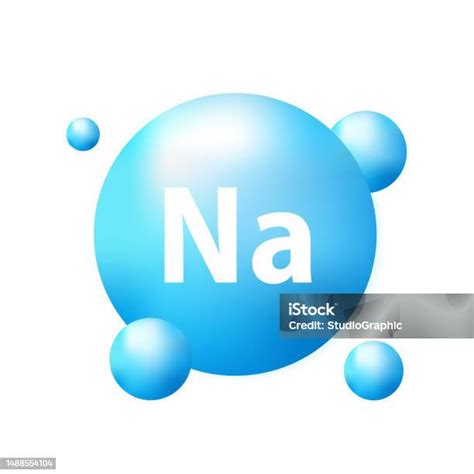 미네랄 Na Natrium 블루 빛나는 알약 캡슐 아이콘입니다 빛나는 청록색 물질 방울 건강 광고용 약 미네랄 Na 나트륨 기호 미네랄 Na Natrium 배경입니다 벡터