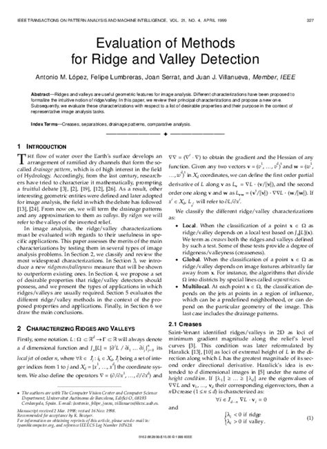 pdf evaluation of methods for ridge and valley detection