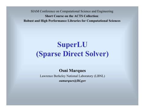 Superlu Sparse Direct Solver