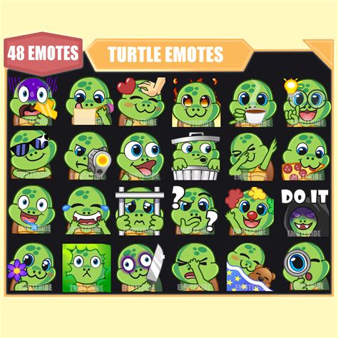 Turtle Emote Bundle For Twitch Youtube Emotes Discord Emotes Streamer Emotes Sub Emotes 48 Emote