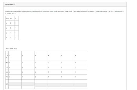 Solved Question 35follow The 01 ﻿knapsack Problem With A