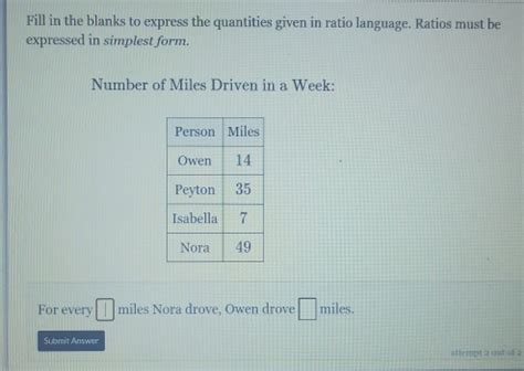Solved Fill In The Blanks To Express The Quantities Given In Ratio Language Ratios Must Be