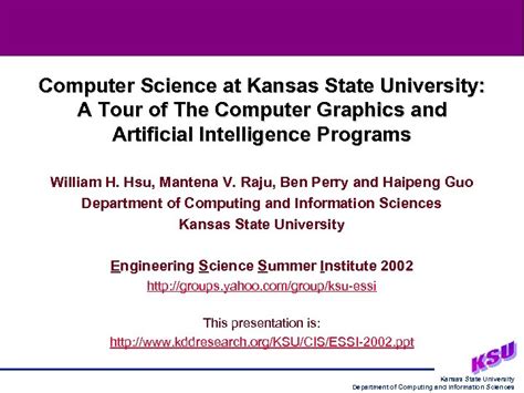 Computer Science At Kansas State University A Tour