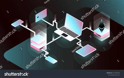 Isometric Blockchain Gradient Financial Technology Flowchart Stock Vector Royalty Free
