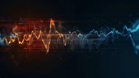 Futuristic Abstract Background With Glowing Red And Blue Waveforms Representing Technology