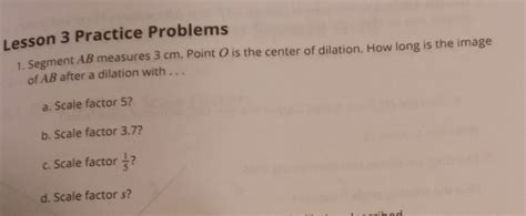 Solved Lesson 3 Practice Problems 1 Segment Ab Measures 3 Cm Point O Is The Center Of