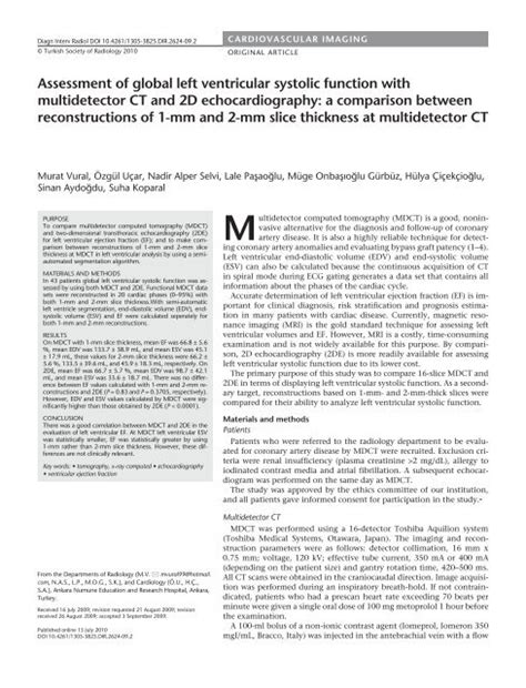 Assessment Of Global Left Ventricular Systolic Function With