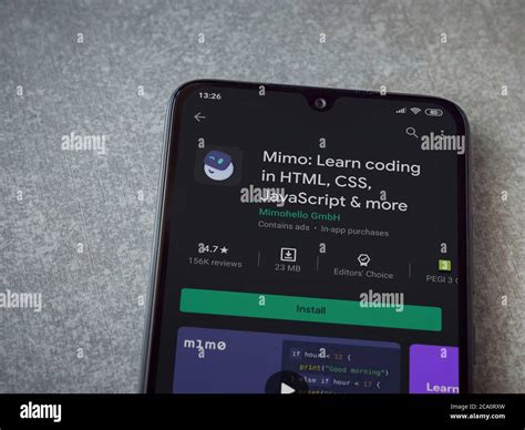 Lod Israel July 8 2020 Mimo Learning Coding App Play Store Page On The Display Of A Black