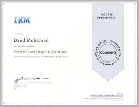 I Have Completed The Python For Data Science Ai And Development Daud