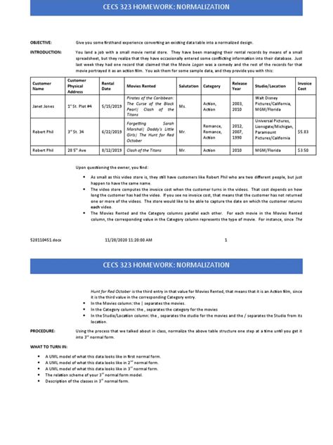 Homework Normalization Download Free Pdf Data Management
