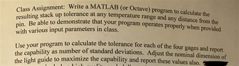 Engr 331 Assignment 4 Accounting For Tolerance In