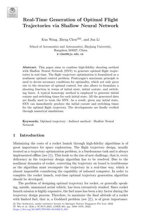 Pdf Real Time Generation Of Optimal Flight Trajectories Via Shallow Neural Network