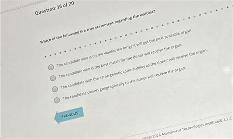 Solved Question 16 ﻿of 20which Of The Following Is A True