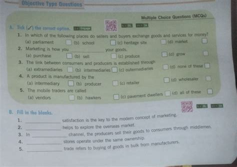 Objective Type Questions Multiple Choice Questions MCQs A Tick Chec