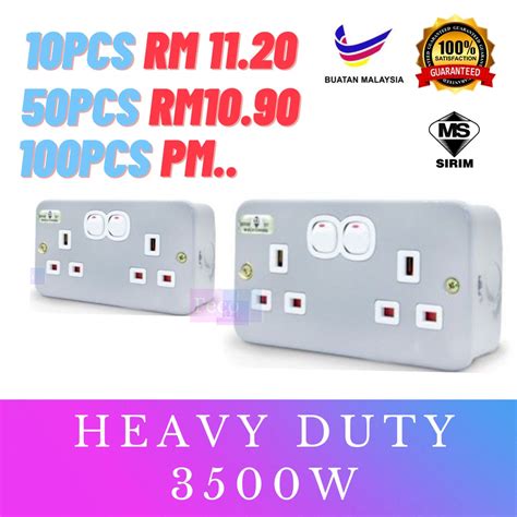 13AMP Metal Socket 15A Metal Clad Switched Socket BESI DOUBLE SWITCH