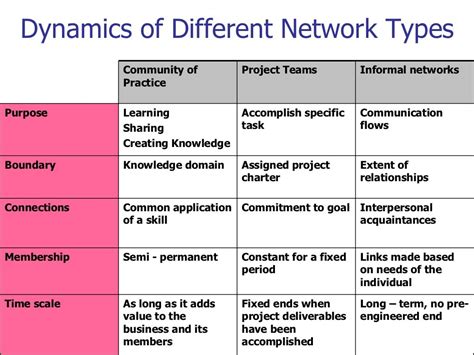 dynamics of different network types