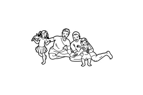 Same Sex Male Couple With One Son And One Babe Line Art SVG Cut File By Creative Fabrica