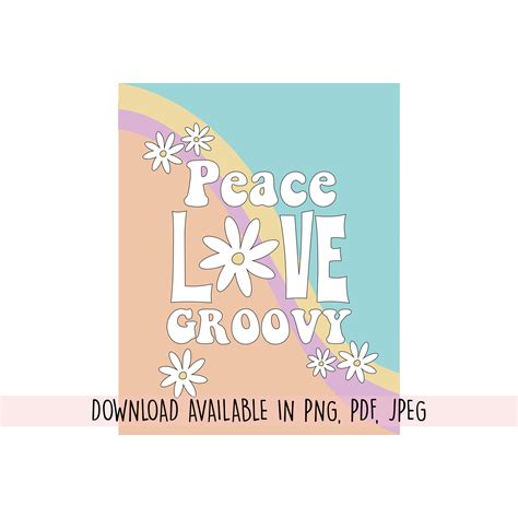 Peace Love Groovy Daisy Flowers Shapes Flower Vector Etsy
