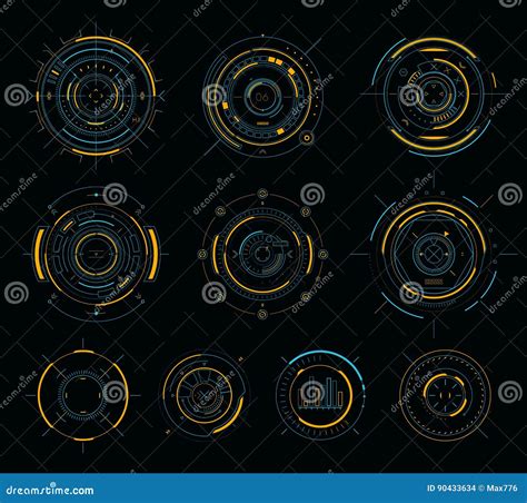 Vector Sci Fi Display Circular Elements Hud Futuristic User Interface