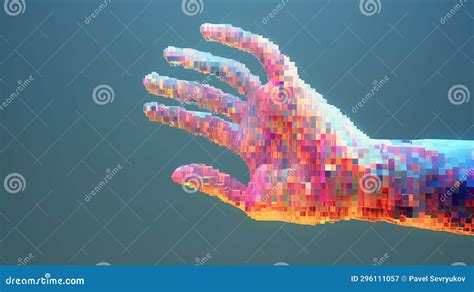 Digital Voxel Human Hand Stock Illustration Illustration Of Business 296111057