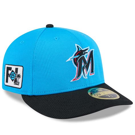 Mens Miami Marlins New Era Blue Black 2025 Spring Training Low Profile