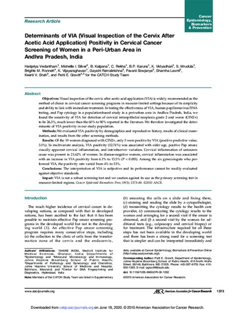 Pdf Data From Determinants Of Via Visual Inspection Of The Cervix After Acetic Acid