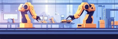 Robotic Machines Automate Production Process In Modern Factory With Ai Control And Advanced