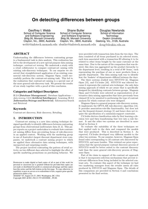 Pdf On Detecting Differences Between Groups