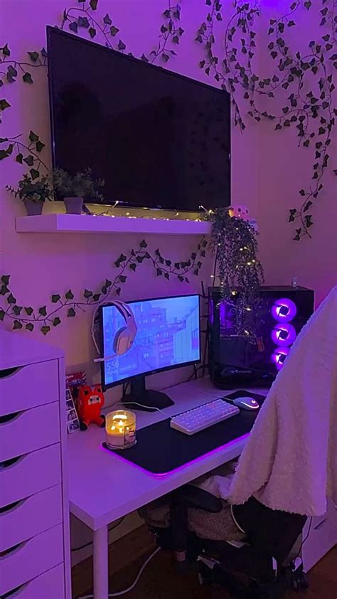 Gaming Setup Girl Setup Vines Earthy Gaming Pc Setup Room