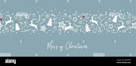 Cute Hand Drawn Seamless Christmas Design Horizontal Layout Great For