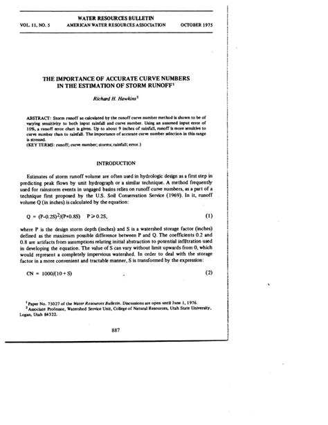 Pdf The Importance Of Accurate Curve Numbers In The Estimation Of