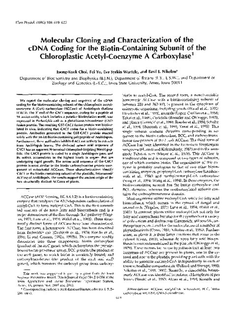 Pdf Molecular Cloning And Characterization Of The Cdna Coding For The