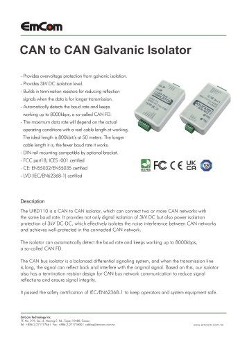 Usb Galvanic Isolator Emcom Technology Inc Pdf Catalogs Technical Documentation Brochure