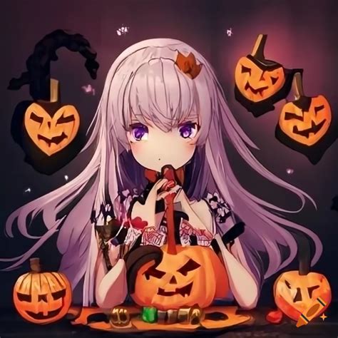 Anime Girls With Halloween Themed Decorations On Craiyon