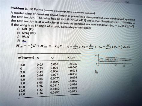 solved styles problem3 30pointsoutcome a model wing of constant chord