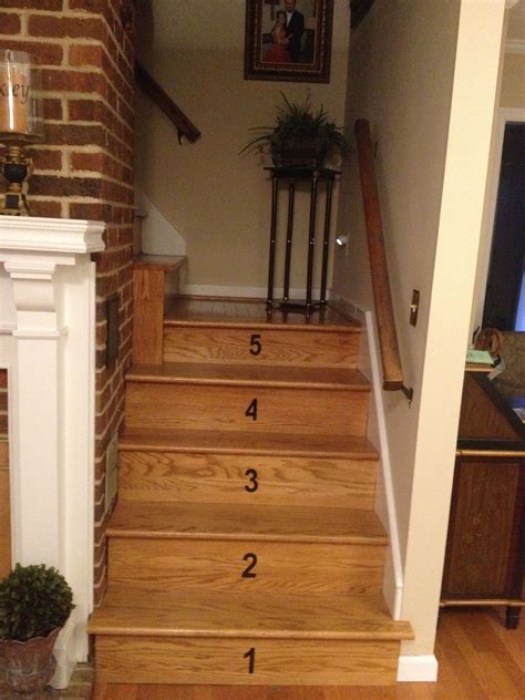 The Stairs Are Numbered With Numbers For Each Person To Go Up Them And Down Them