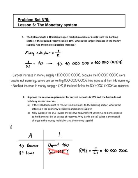 Macroeconomics Problem Set Monetary System Largest Increase In Money Supply