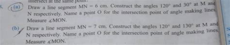 A Draw A Line Segment MN Cm Construct The Angles And At M A