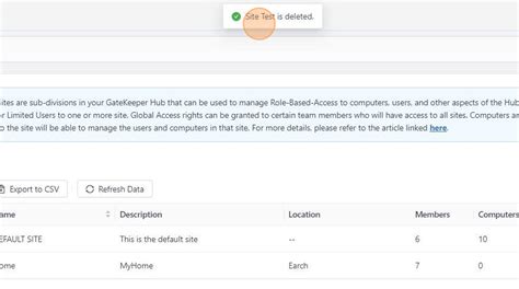 How To Delete The Existing Site In The Gatekeeper Hub Gatekeeper