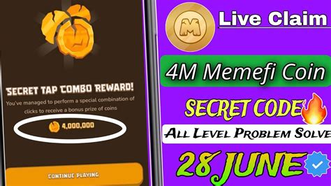 🔥 Level 1 12 Memefi Secret Reward Combo Memefi 4 000 000 Coins Code Memefi Secret Code