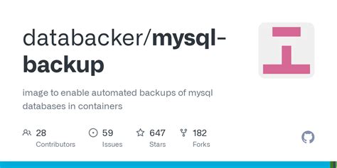 github databacker mysql backup image to enable automated backups of