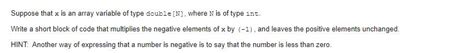 Solved Suppose That X Is An Array Variable Of Type Double