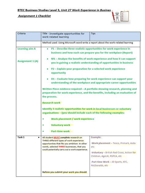 Soz Mahmoud Assignment 1 Checklist Pdf Internship Job Hunting